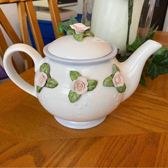 Vintage | Kitchen | Vintage Teleflora 3d Pink Flowers White Porcelain ...